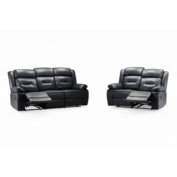 Albie Recliner Sofa Black 3+2 Set – Recliner Sofa Set | AMC Furniture