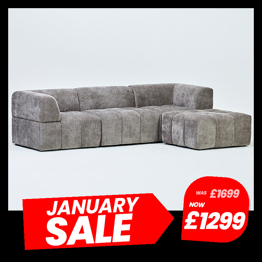 Chloe Corner Sofa in Seoul Battleship – AMC Furniture