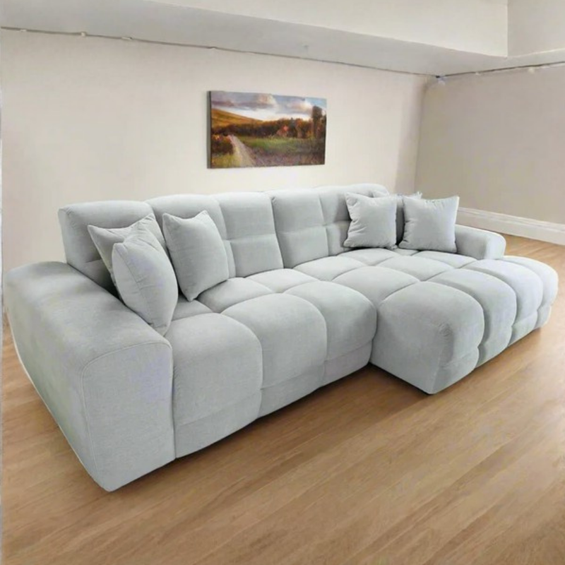 Eve Right Hand Facing Neutral Corner Sofa | AMC Furniture