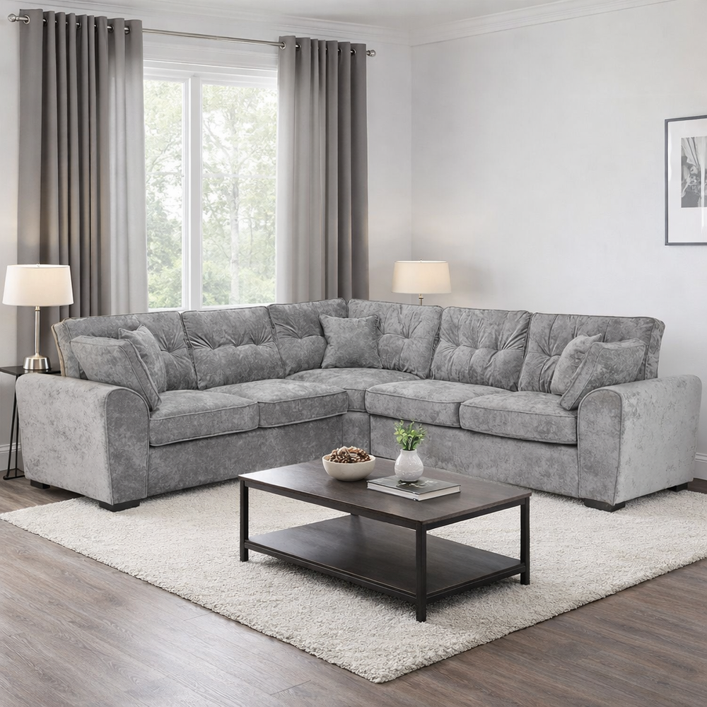 Maxwell Grey Large Corner Sofa | AMC Furniture